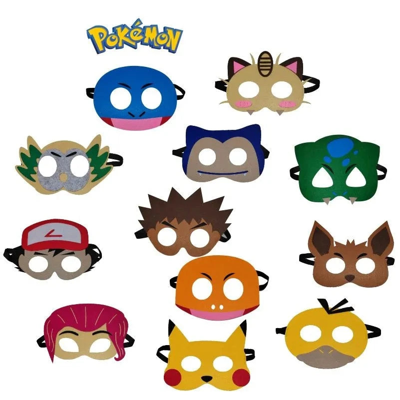 Conjunto de 12 Máscaras de Fieltro Pokémon – Juego y Aprendo